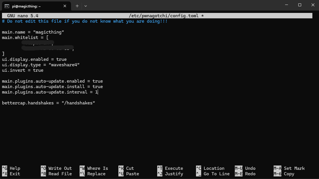 Now click CTRL + S to save the changes and then click CTRL + X to exit ...